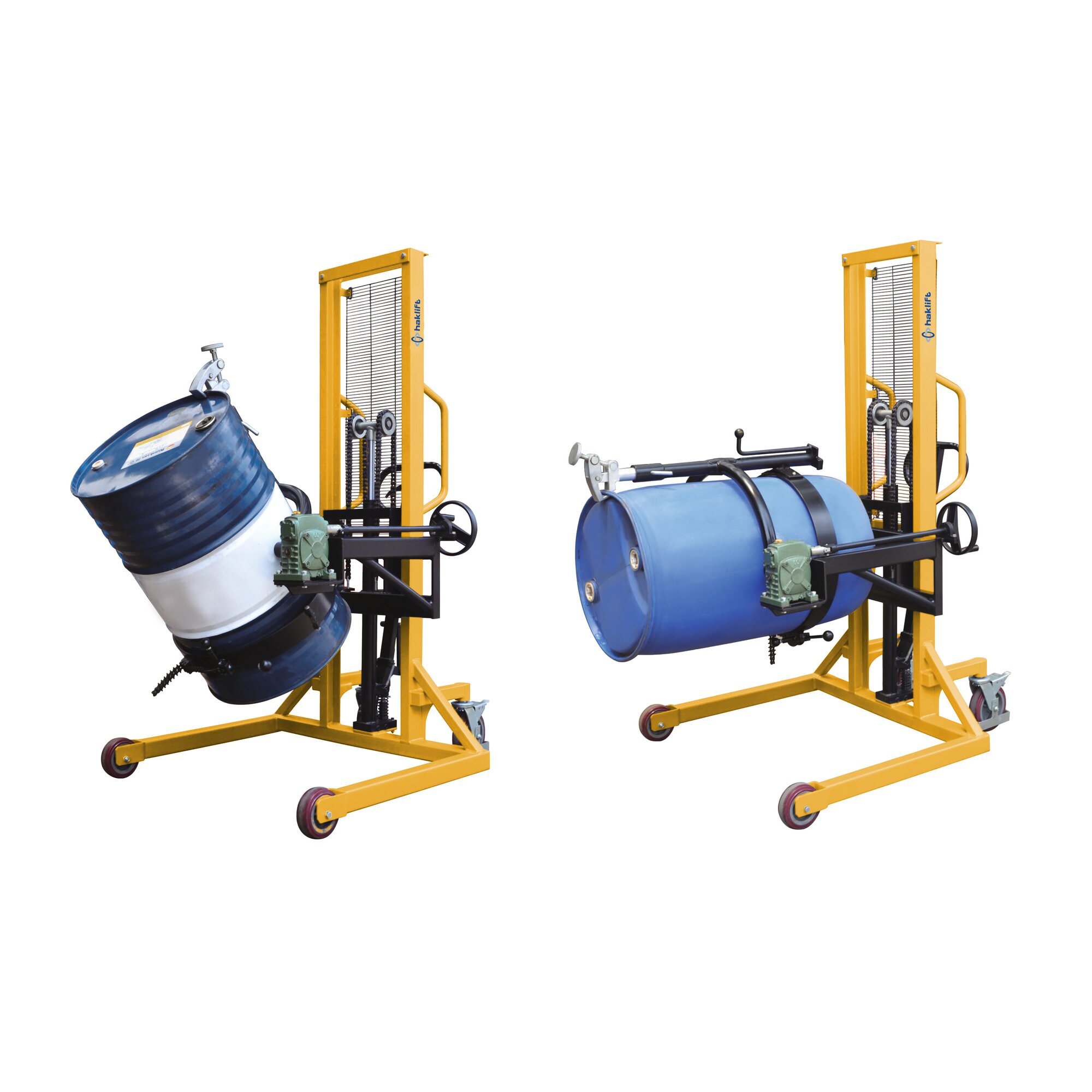 Heavy-duty drum stacker with tilt function for 200l steel drums | Haklift